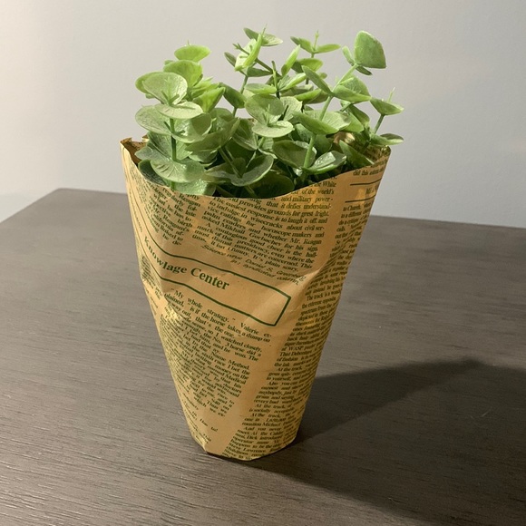 Other | Faux Plant Wrapped In Newspaper Base | Poshmark